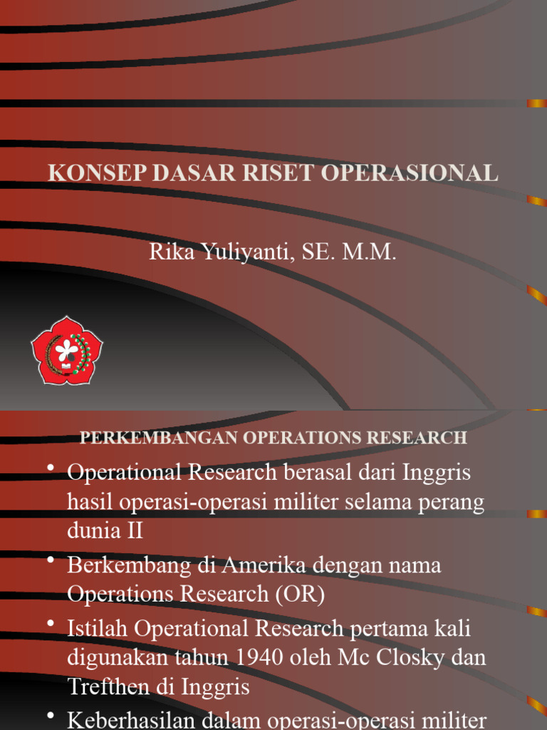 01-Konsep Dasar Riset Operasional | PDF | Komputer | Bisnis