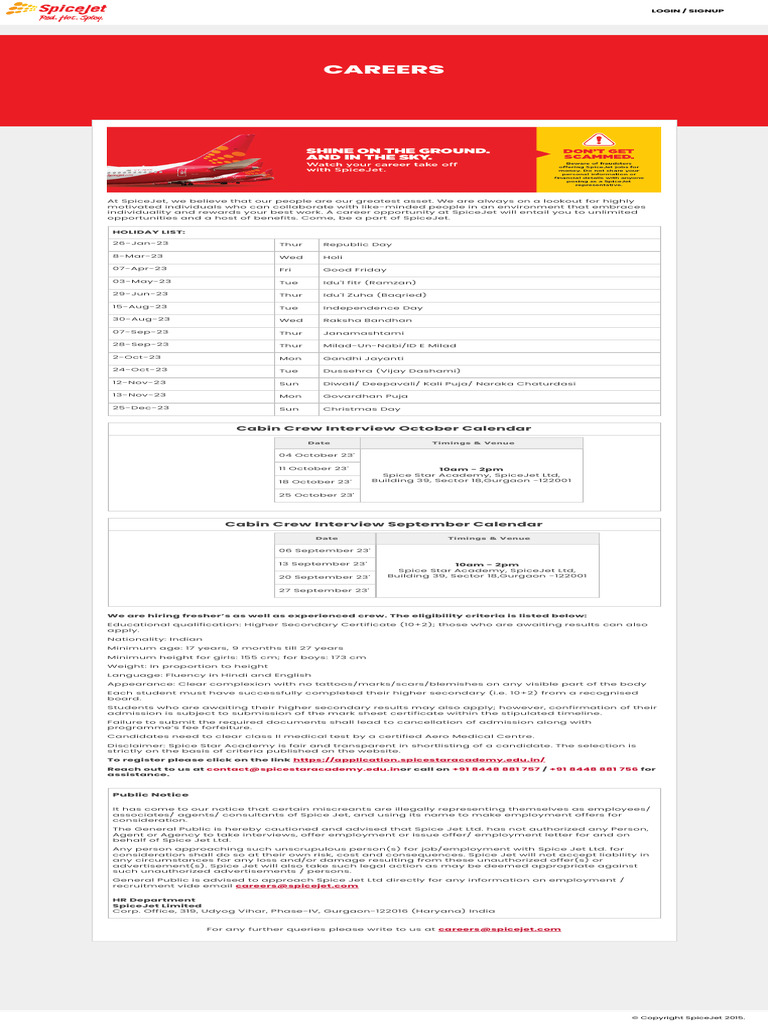 Careers SpiceJet Airlines | PDF