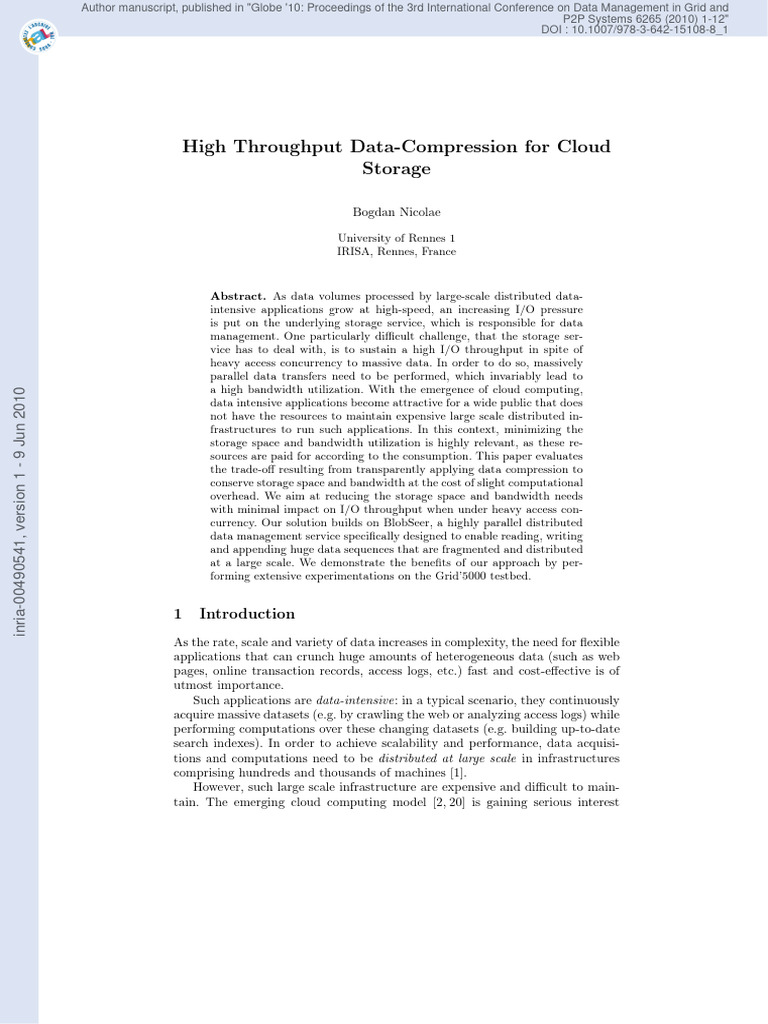 Compression For Cloud | PDF | Data Compression | Scalability