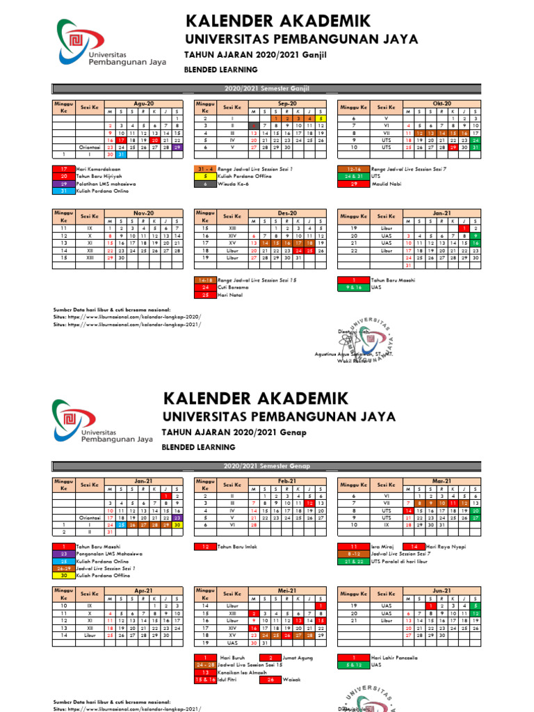 Kalender Akademik UPJ TA. 2020-2021 | PDF