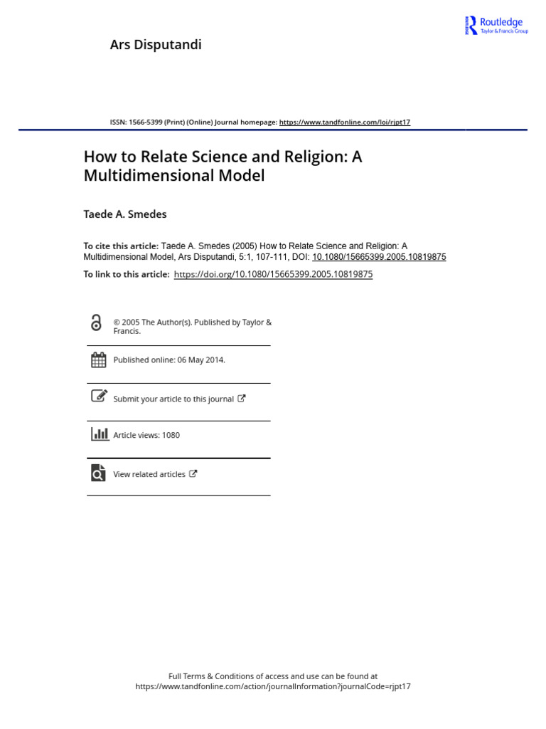 Science & Religion: A Multidimensional Model | PDF | Science ...