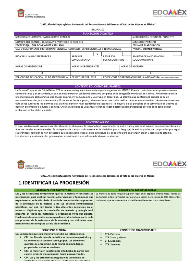 Formato Planeación - Primer Grado - MCCEMS - 1P - 102 | Descargar ...