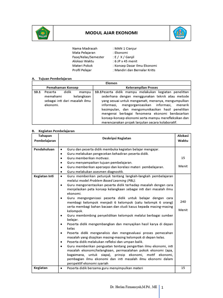 Contoh Modul Ajar | PDF