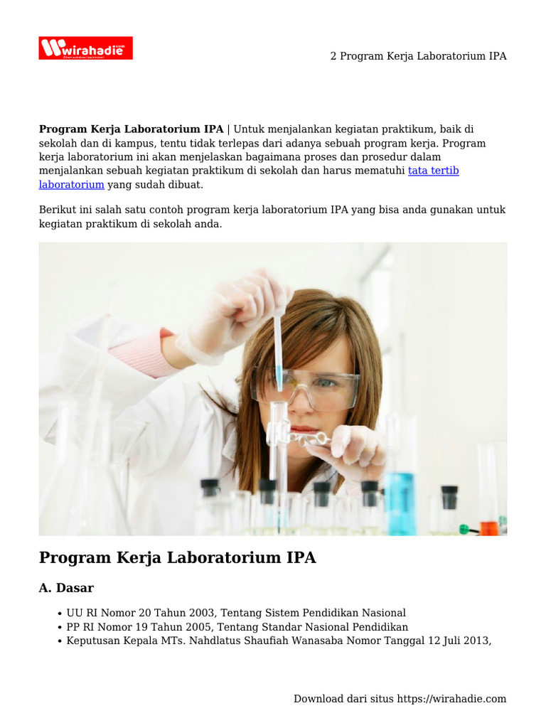 Program Kerja Lab IPA Sekolah | PDF | Karier & Perkembangan | Sains & Matematika