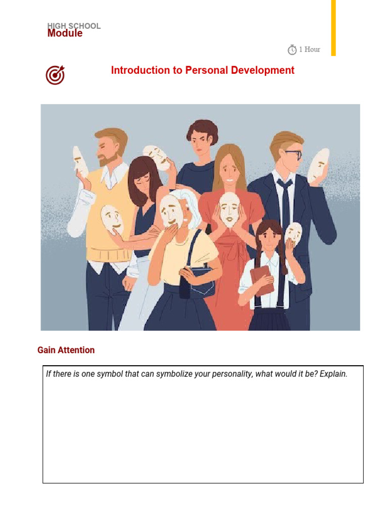 Personal Development Week 1 HS Digital Module Template | PDF | Self ...