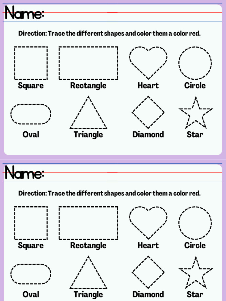 Cream Simple Shapes Tracing Worksheet | PDF