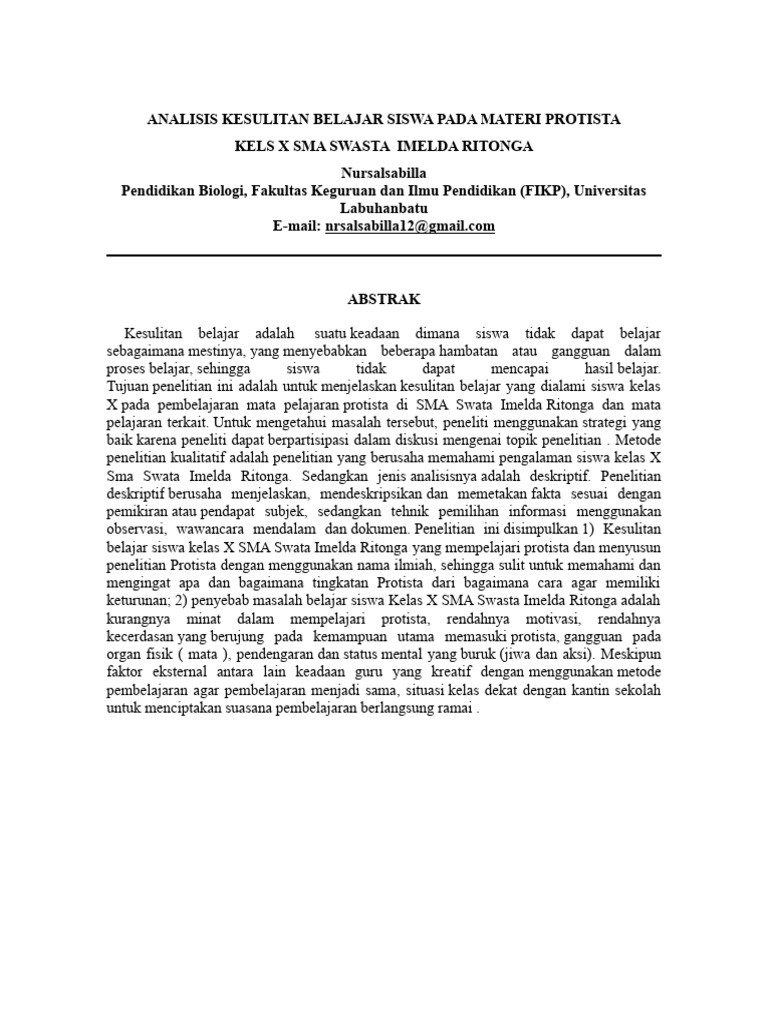 Revisi Artikel Analisis Kesulitan Belajar | PDF | Pengembangan Diri ...