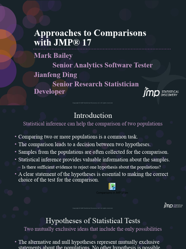 Approaches To Comparisons With Jmp Pdf Hypothesis Null Hypothesis
