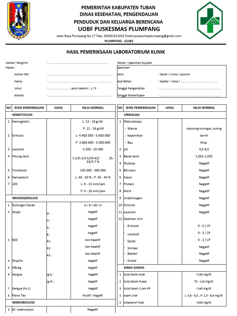 Form Hasil Lab 2022 | PDF