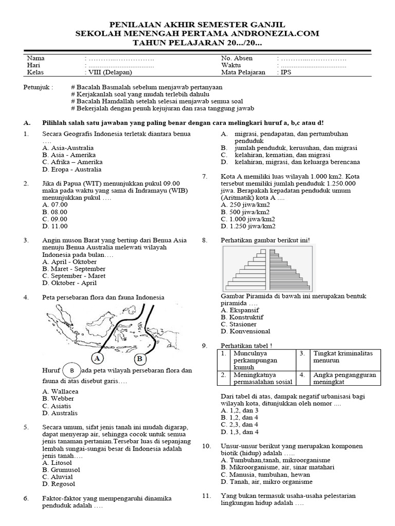 Soal PAS IPS Kelas 8 Semester 1 | PDF