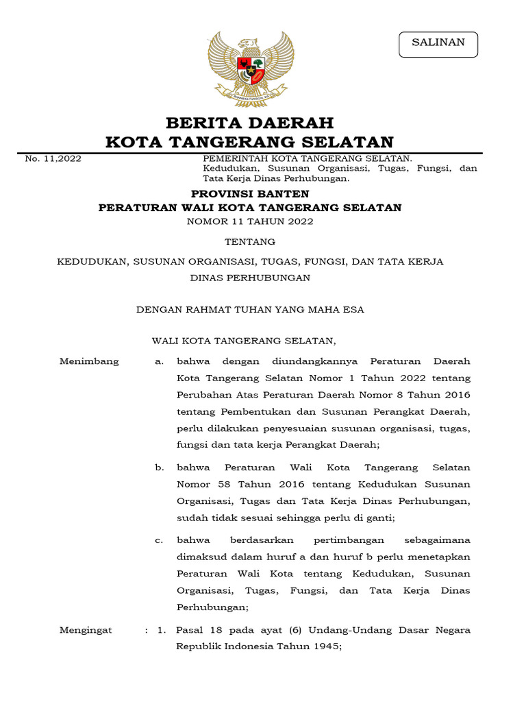 Perwal Nomor 11 Tahun 2022 | PDF | Pengelolaan Keuangan & Uang