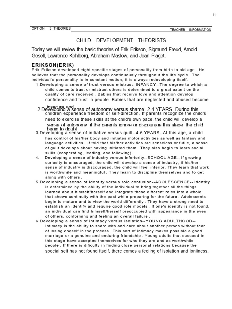 Child Development Theorists | PDF | Id | Cognitive Psychology