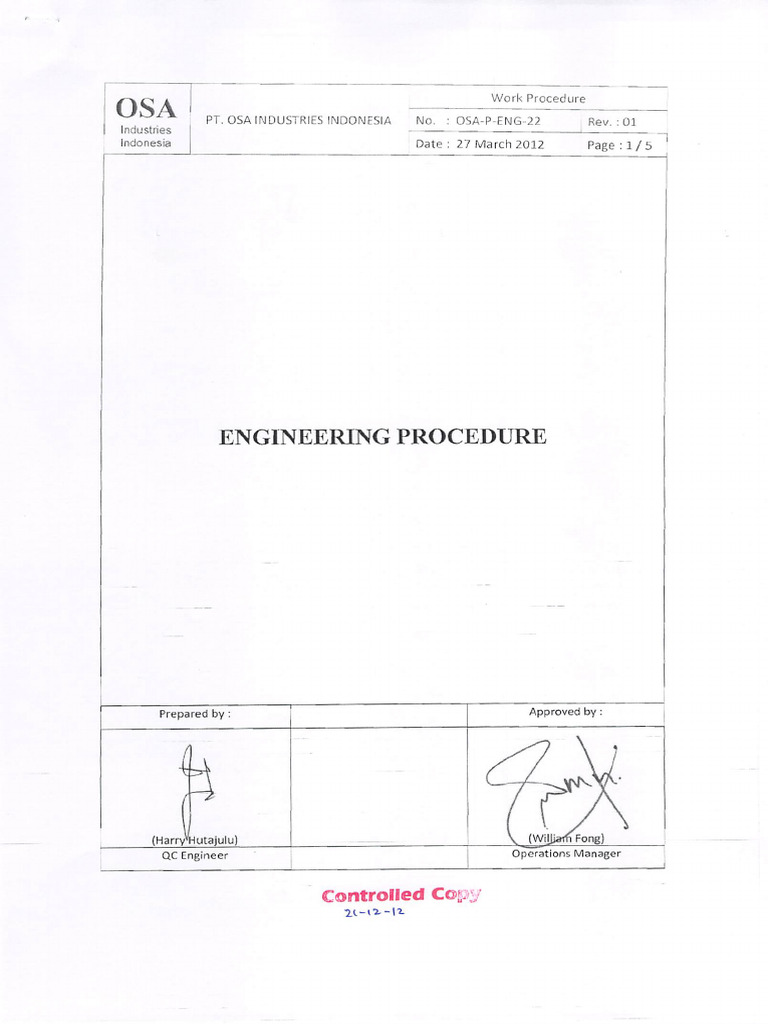 OSA-P-ENG-22 Engineering Procedure | PDF