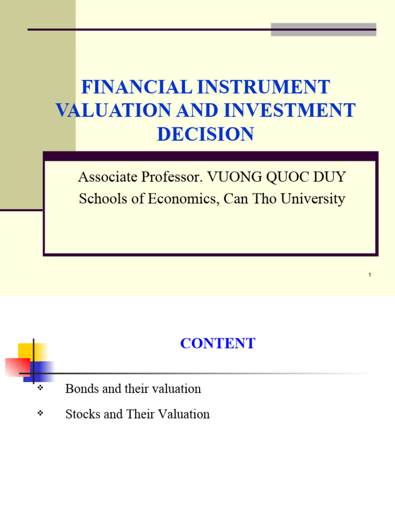 Chapter 3 - Financial Instrument Valuation and Investment Decision | PDF | Bonds (Finance ...