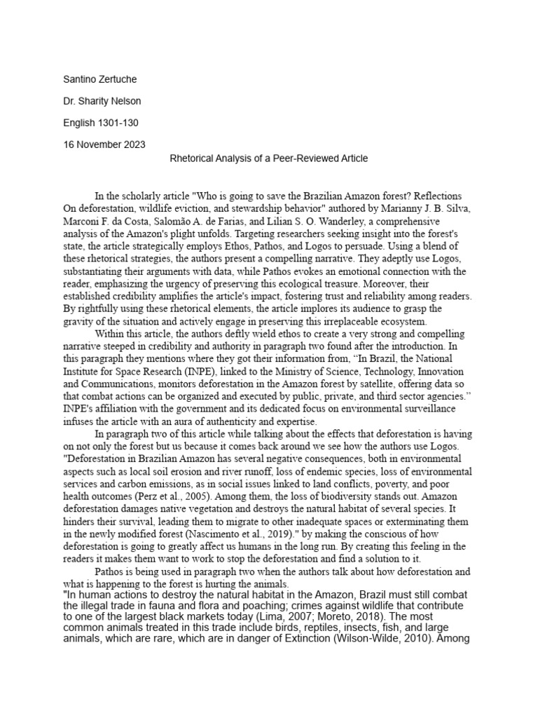 Final Draft Essay 3 | PDF | Deforestation | Amazon Rainforest