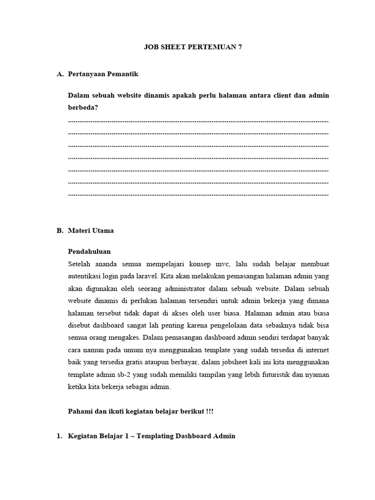 Job Sheet Pertemuan 7 | PDF | Komputer | Teknologi & Rekayasa