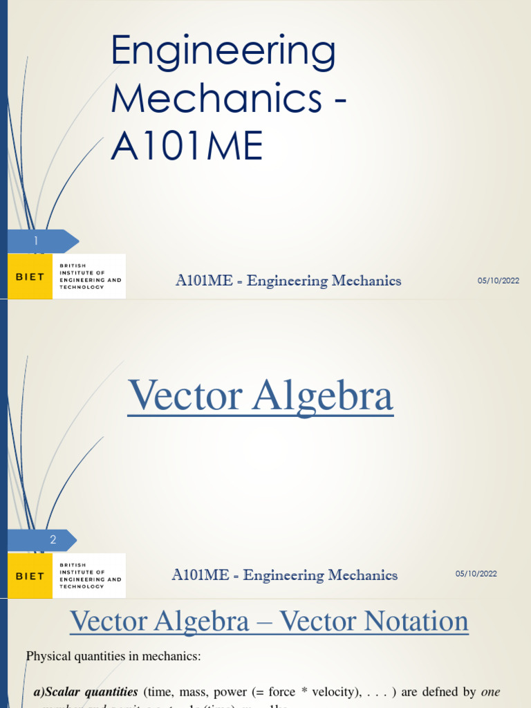 Lecture 1 | Download Free PDF | Euclidean Vector | Mechanics