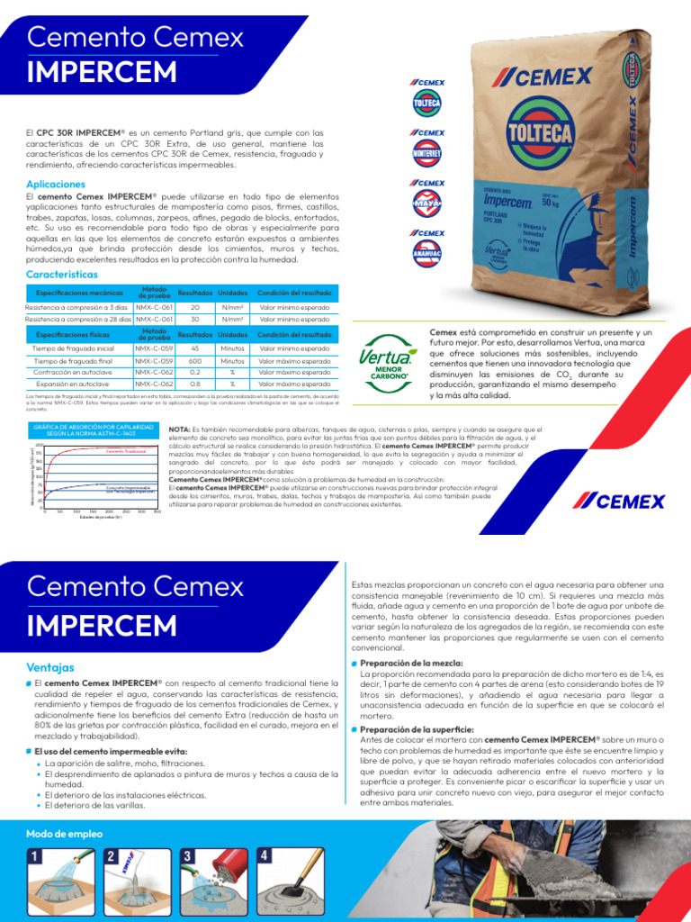 Cemex FichaImpercem23 | PDF | Hormigón | Cemento