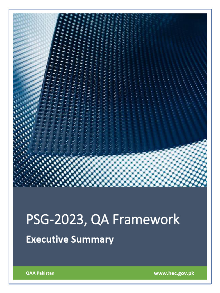 Pakistan PSG-2023 Quality Assurance Framework | PDF | Quality Assurance ...