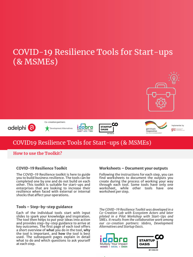 COVID-19 Resilience Tools For Start-Ups (& MSMEs) | PDF | Risk ...