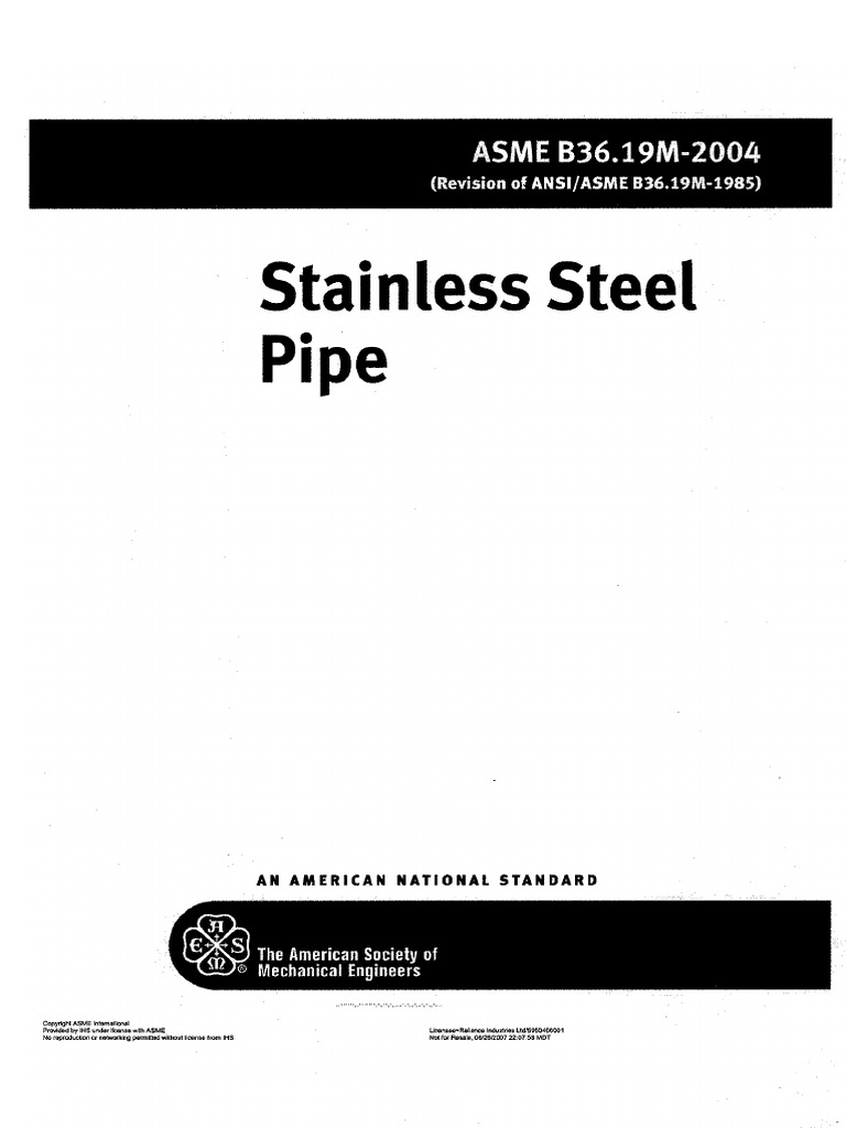 Asme B36.19M - 2004 | PDF