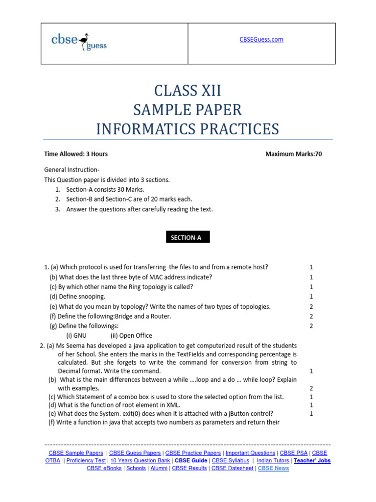 6074pre Board Examination 2014setb | PDF | Computer Data | Information Technology