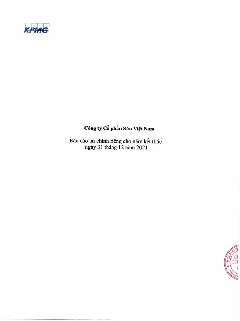 BCTC của công ty Vinamilk (bản tải về) | PDF