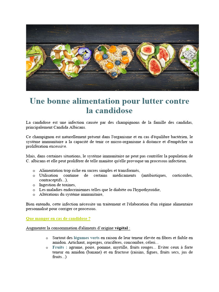 Alimentation Anti-Candidose : Guide Essentiel | PDF | Sucre | Régime et ...
