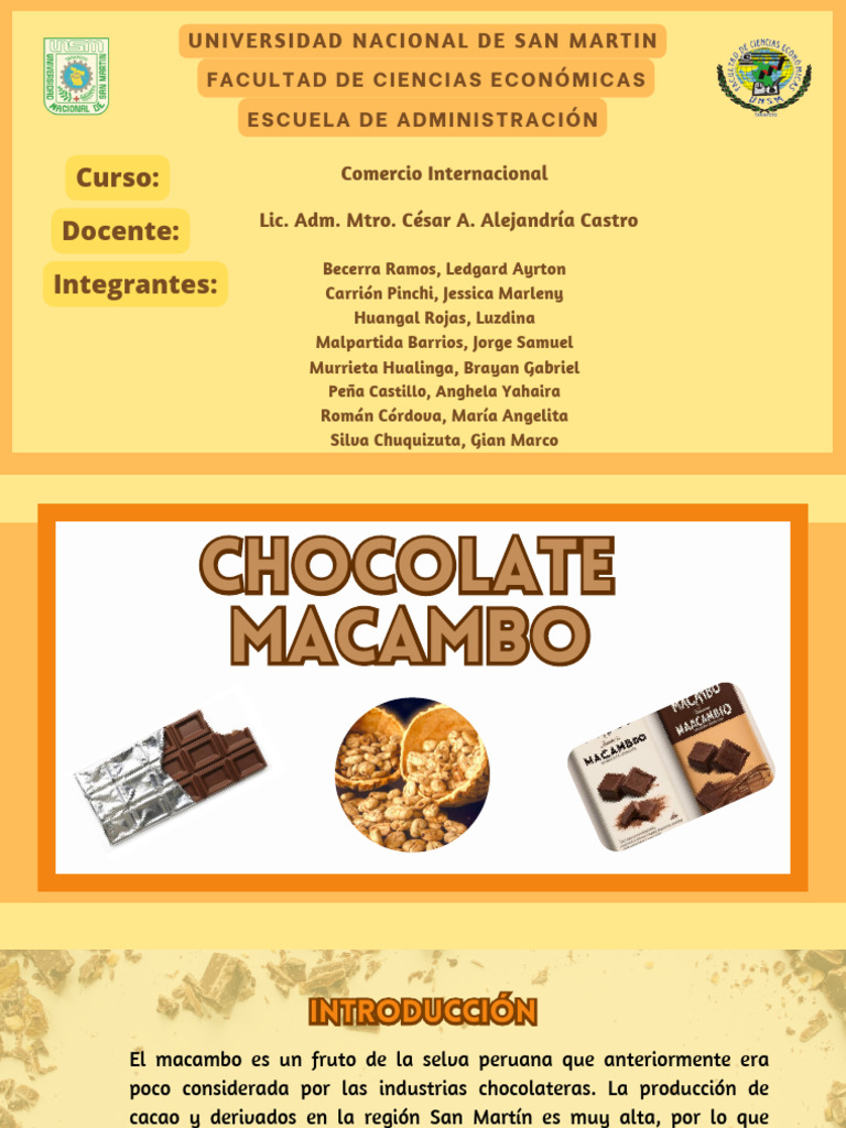 Chocolate de Macambo: Exportación Sostenible | PDF | Chocolate | Oferta ...