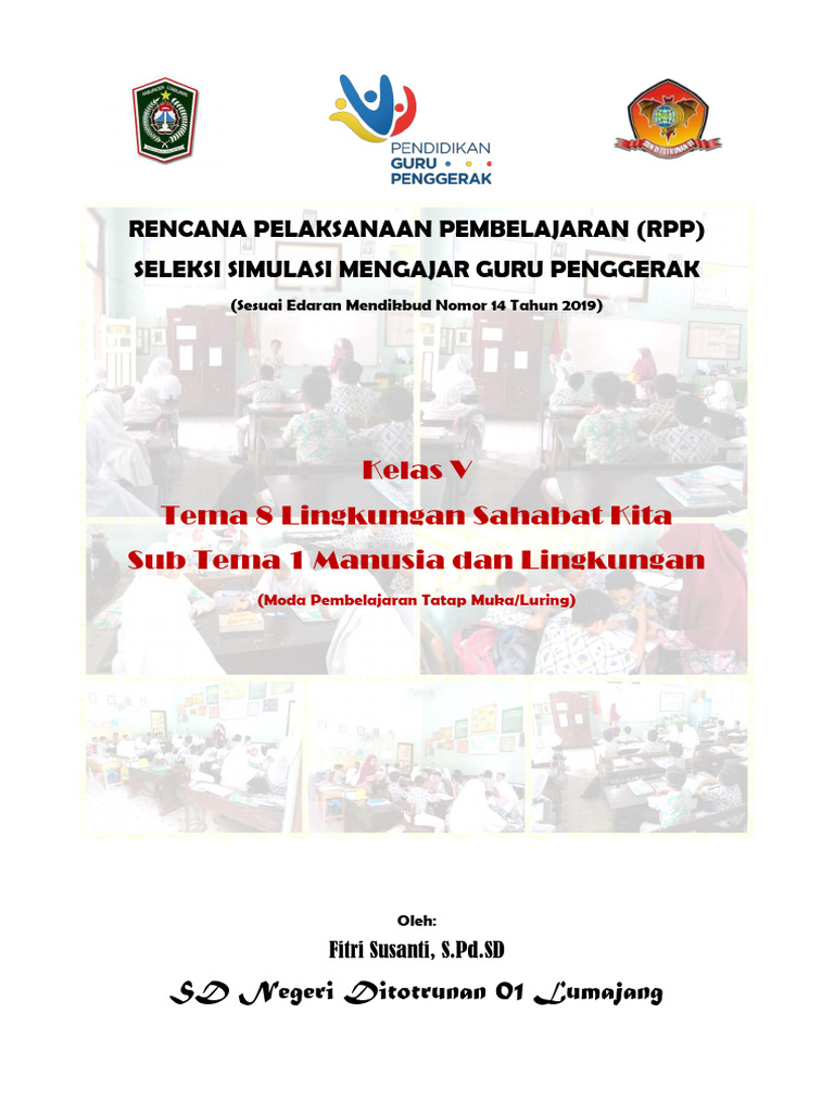 RPP Simulasi Mengajar CGP Kelas 5 Tema 8 | PDF