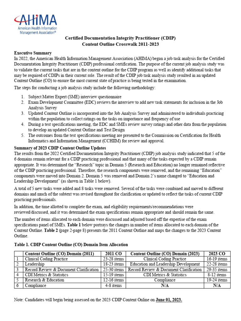 Cdip Crosswalk 2023 Final | PDF | Regulatory Compliance | Medicine