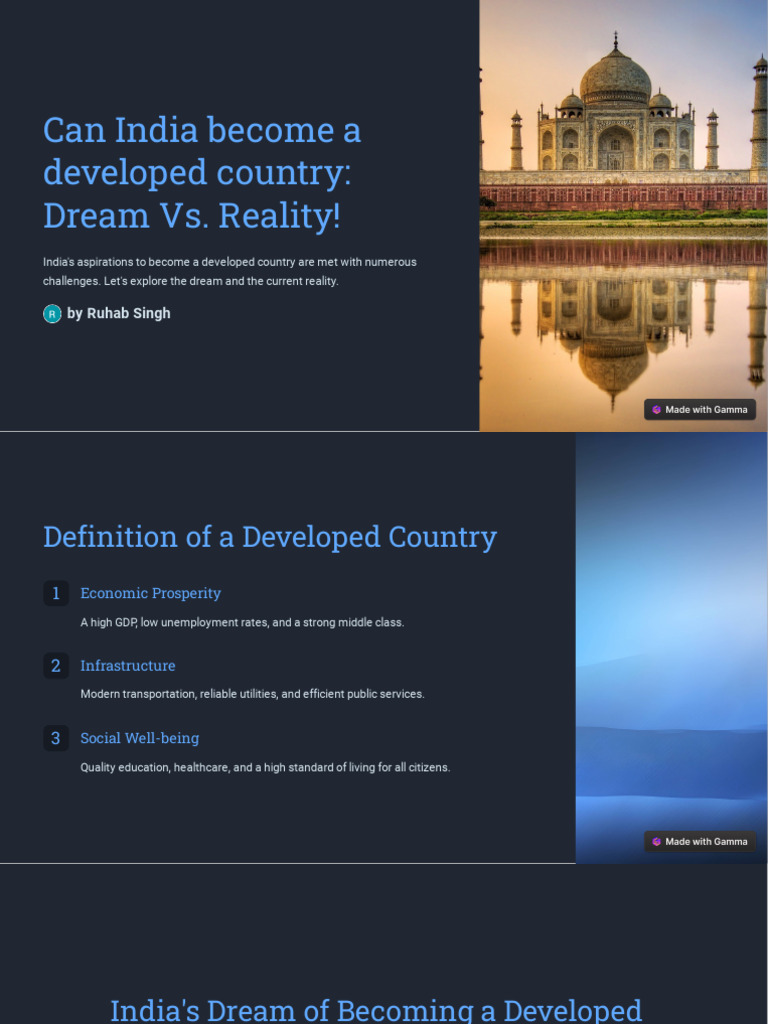 Can India Become A Developed Country Dream Vs Reality | PDF