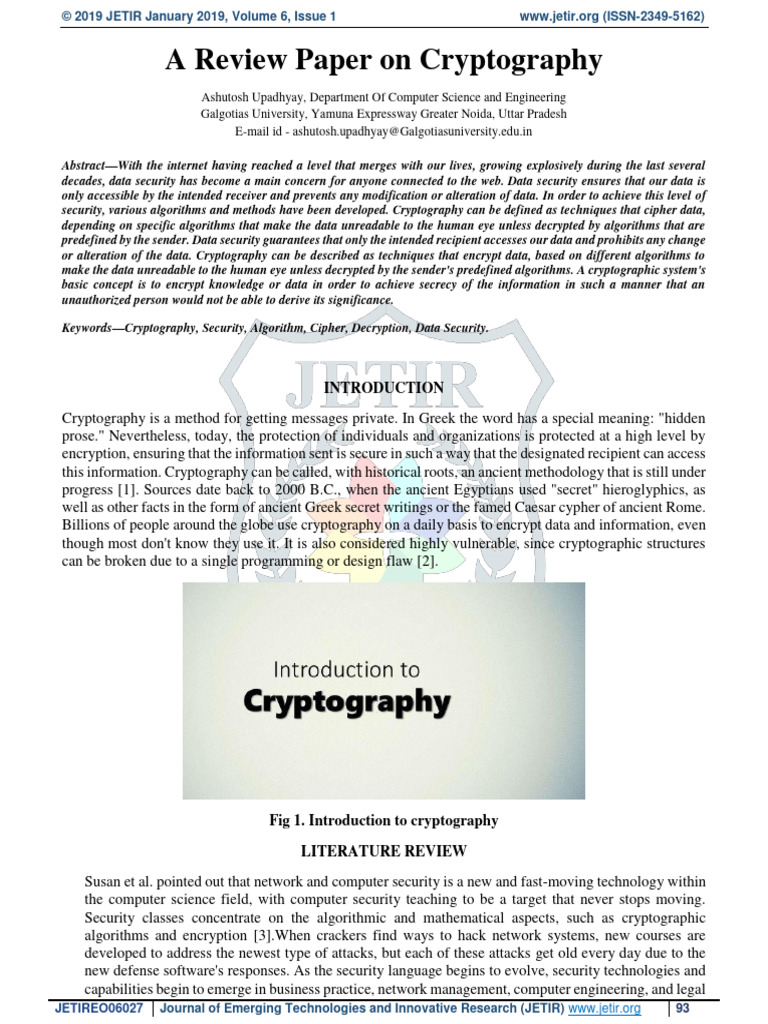 A Review Paper On Cryptography | PDF | Encryption | Cryptography