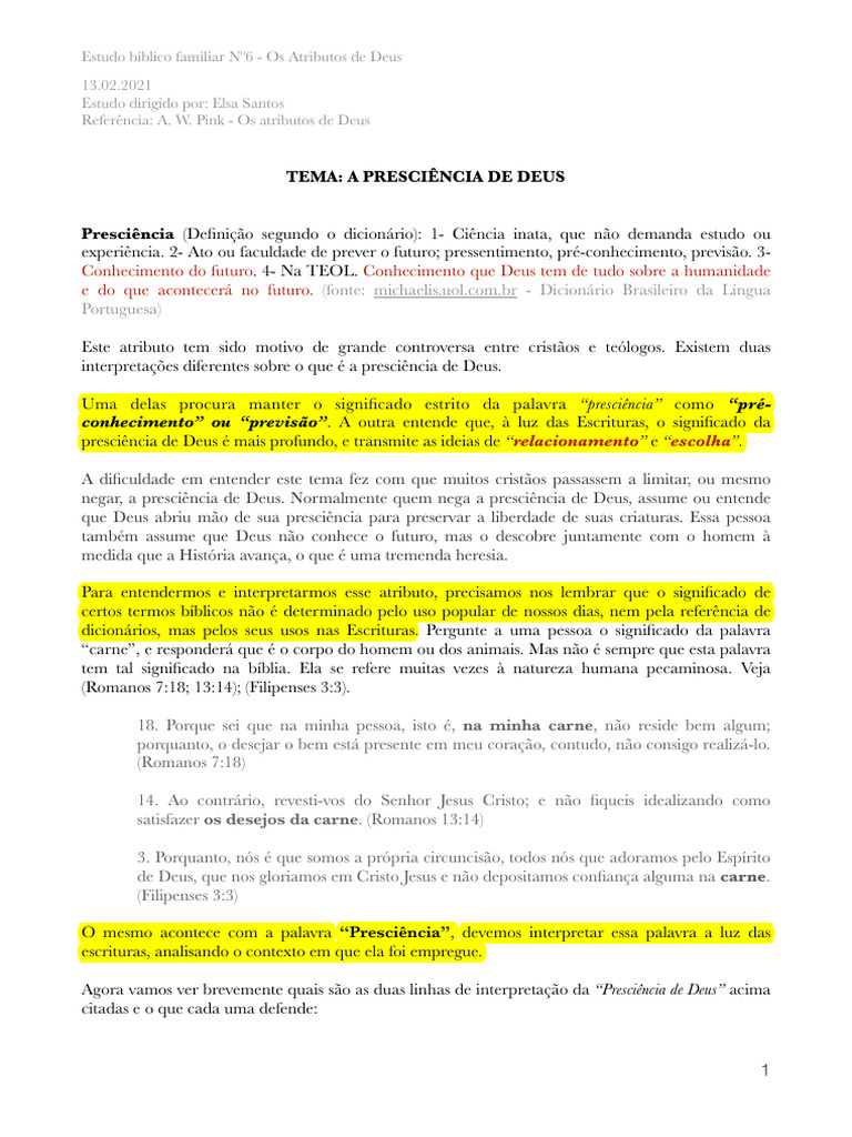 A Presciência de Deus: Duas Visões | PDF | Deus | Fé