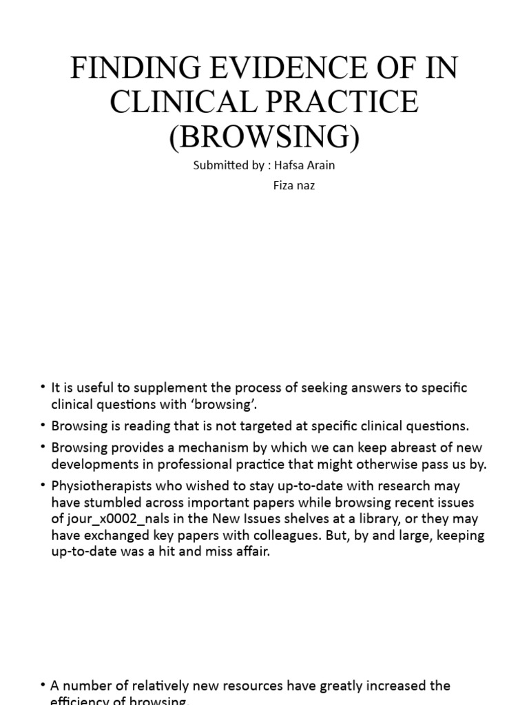 Finding Evidence of in Clinical Practice | PDF