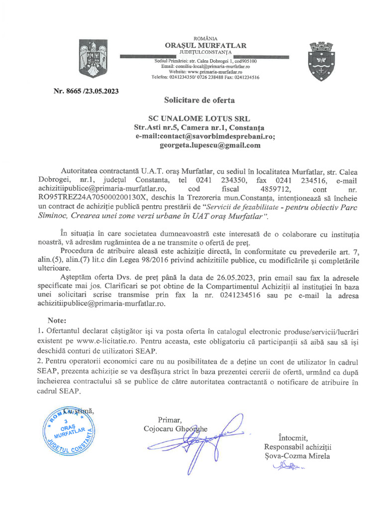 Solicitare de Oferta nr.8665 Unalome Lotus | PDF