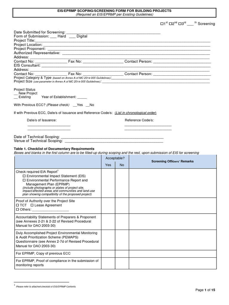 Buildings Screening Form | PDF | Environmental Impact Assessment | Habitat