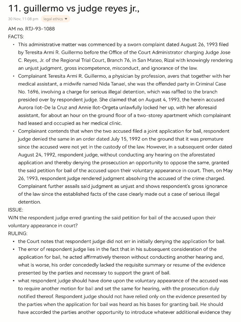 Guillermo Vs Judge Reyes JR. | PDF