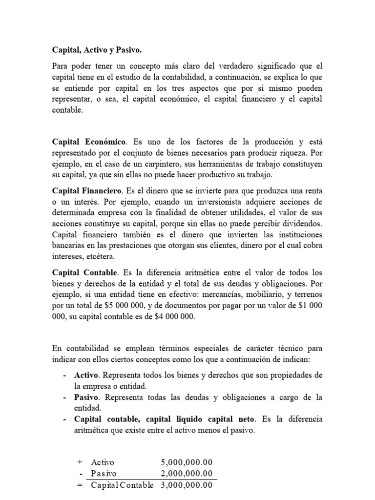 02 Acitvo, Pasivo y Capital | PDF | Contabilidad | Capital (economía)