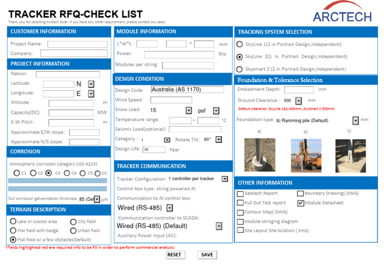 Arctech Solar Tracker RFQ Checklist | PDF | Applied And ...