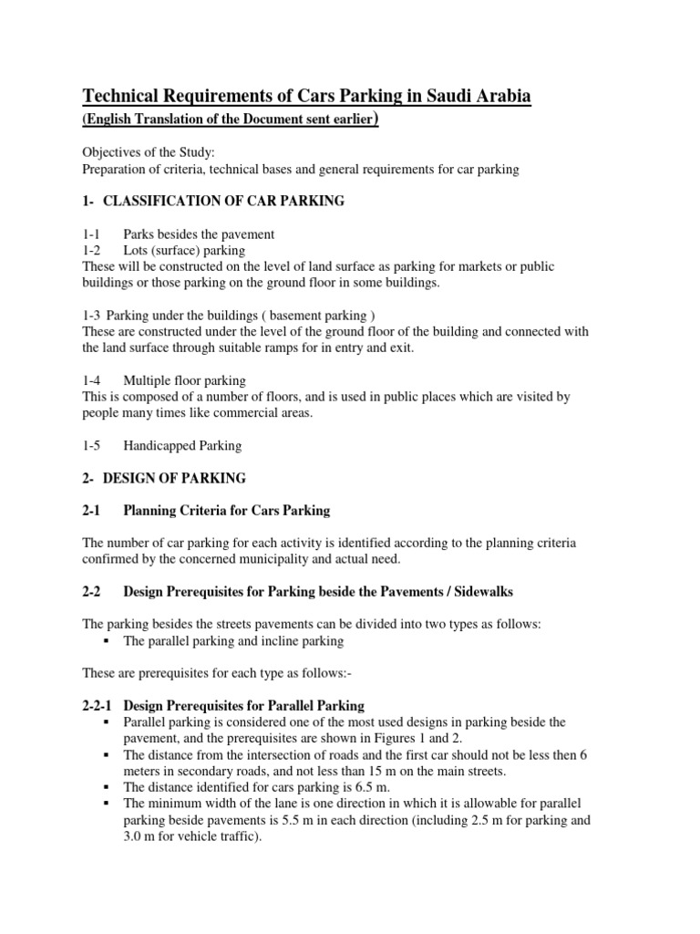 Parking Standards in Saudi Arabia | PDF | Elevator | Pipe (Fluid ...