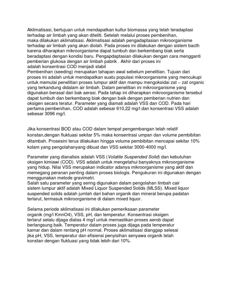 Aklimatisasi Dan Seeding | PDF