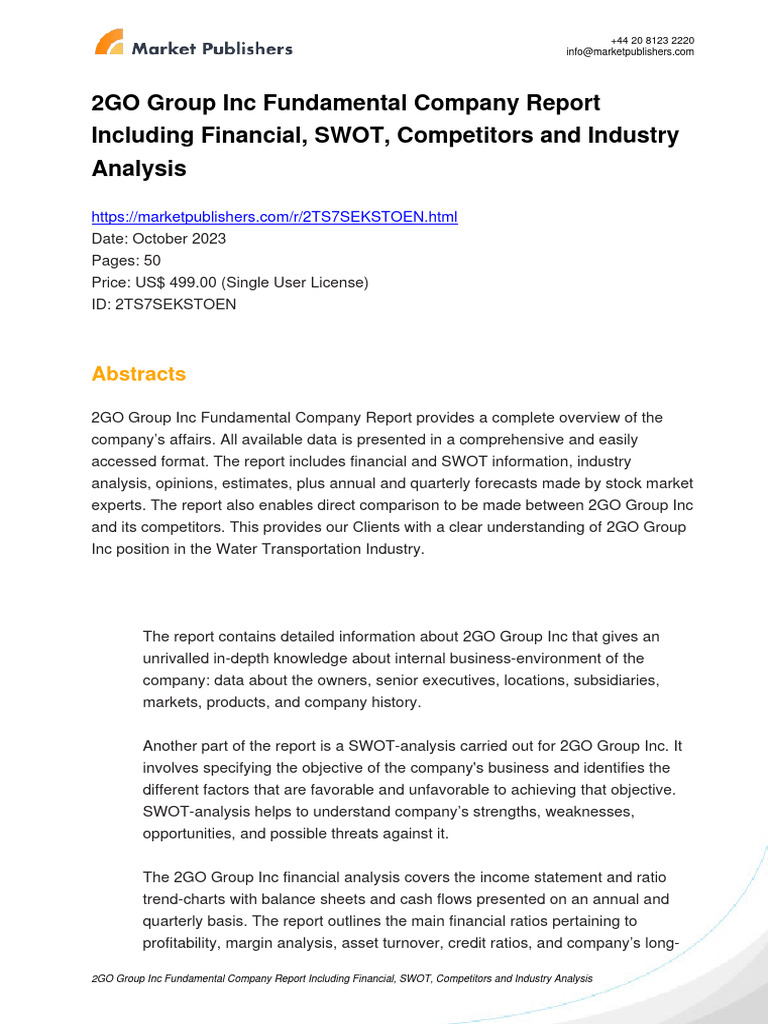 2GO Group Inc Financial Overview & Analysis | PDF | Swot Analysis | Cargo