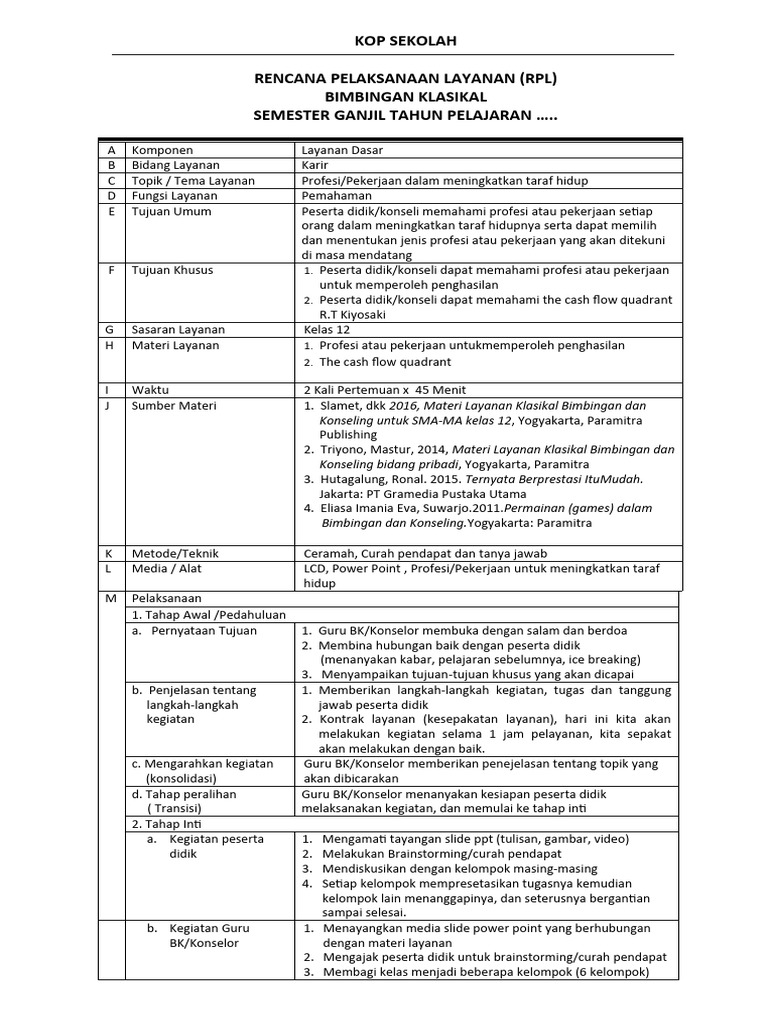 RPL PROFESI - PEKERJAAN DALAM MENINGKATKAN TARAF HIDUP (Genap) | PDF ...
