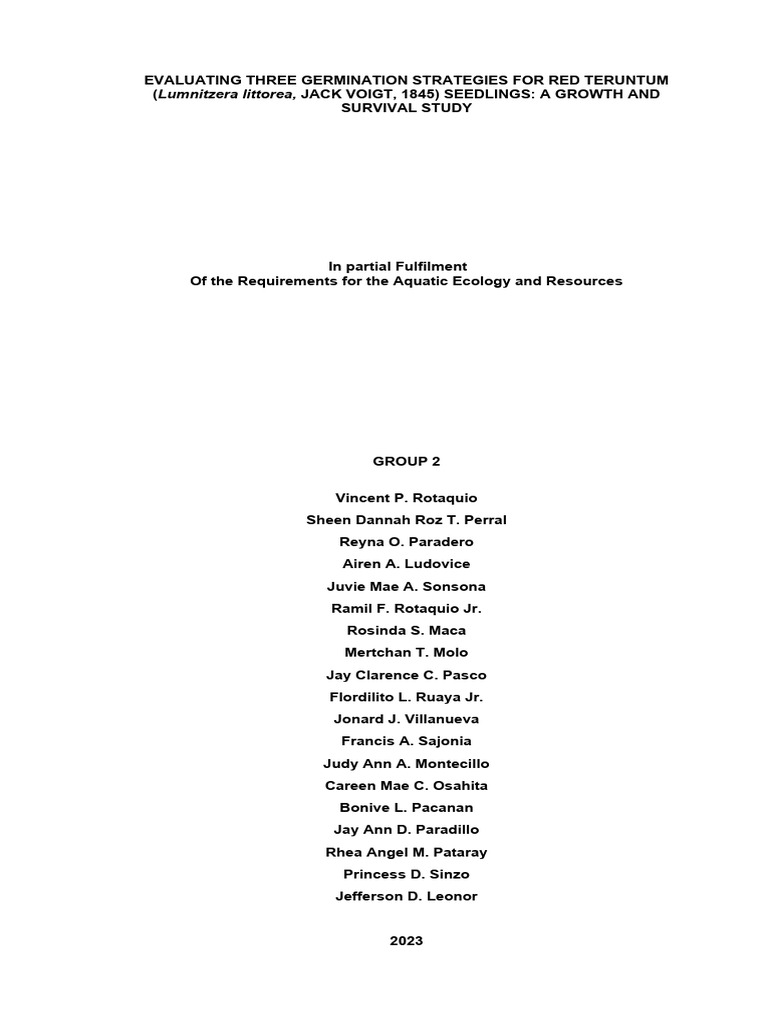 Group 2 Thesis 1 3 Finale | PDF | Mangrove | Seed