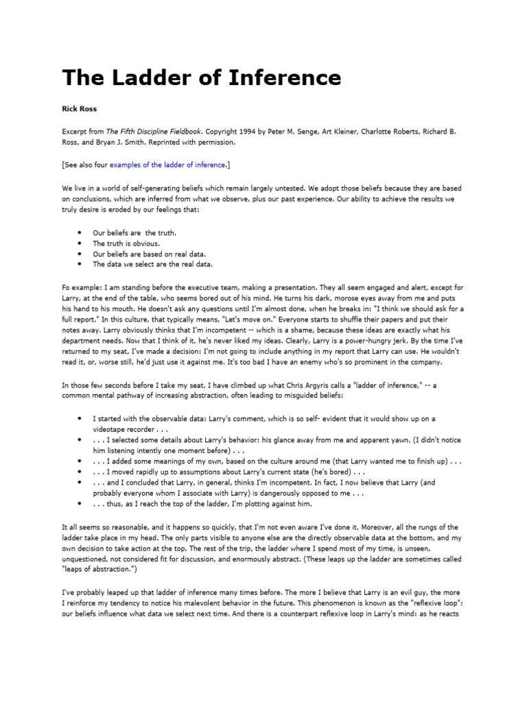 The Ladder of Inference | PDF | Thought | Reason