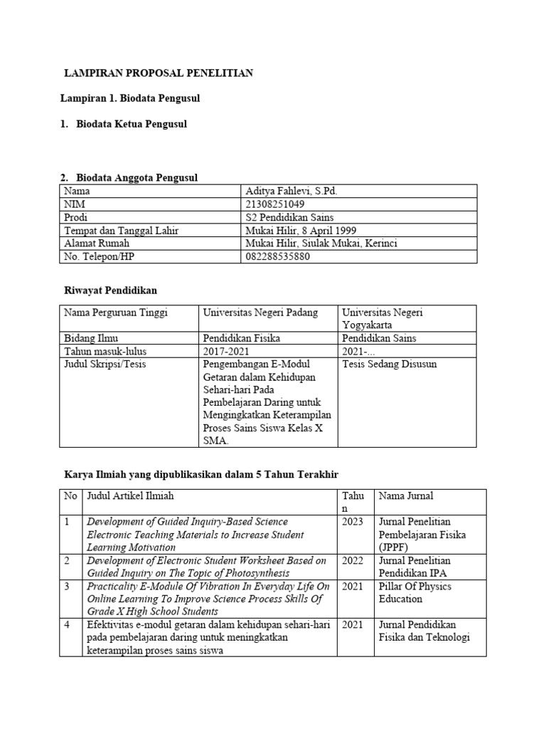 Lampiran Proposal Penelitian | PDF