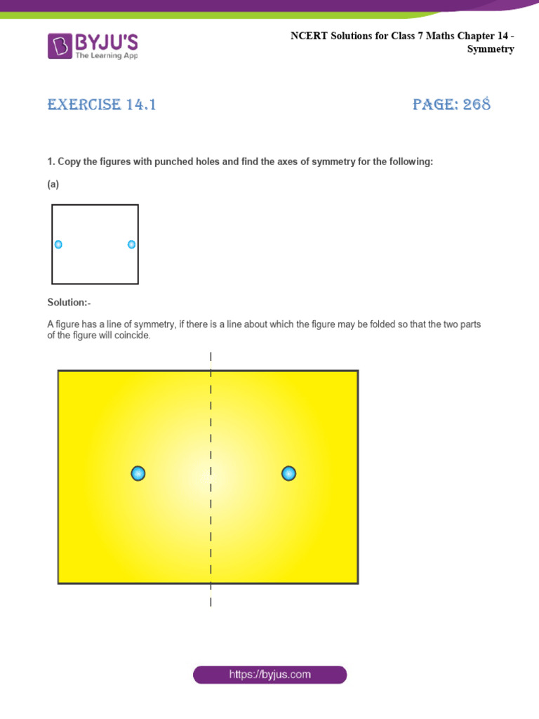 NCERT Solutions For Class 7 Maths 9may Chapter 14 Symmetry Exercise 14.1 | PDF | Rectangle ...