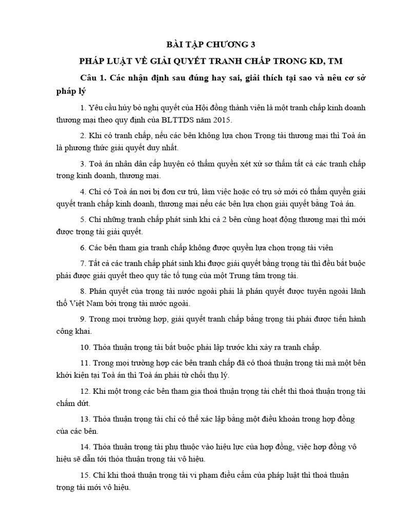 BT-C3-GQ Tranh Chấp KD, TM | PDF