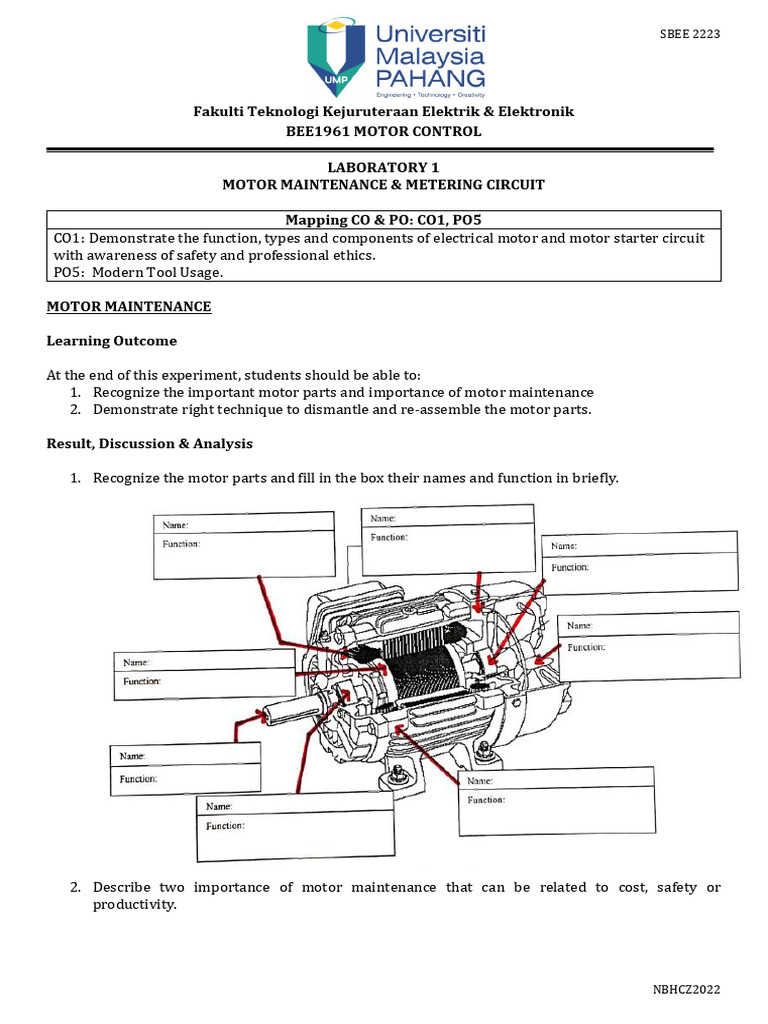 Labsheet - 01 - Motor Maintenance Metering Circuit | PDF ...